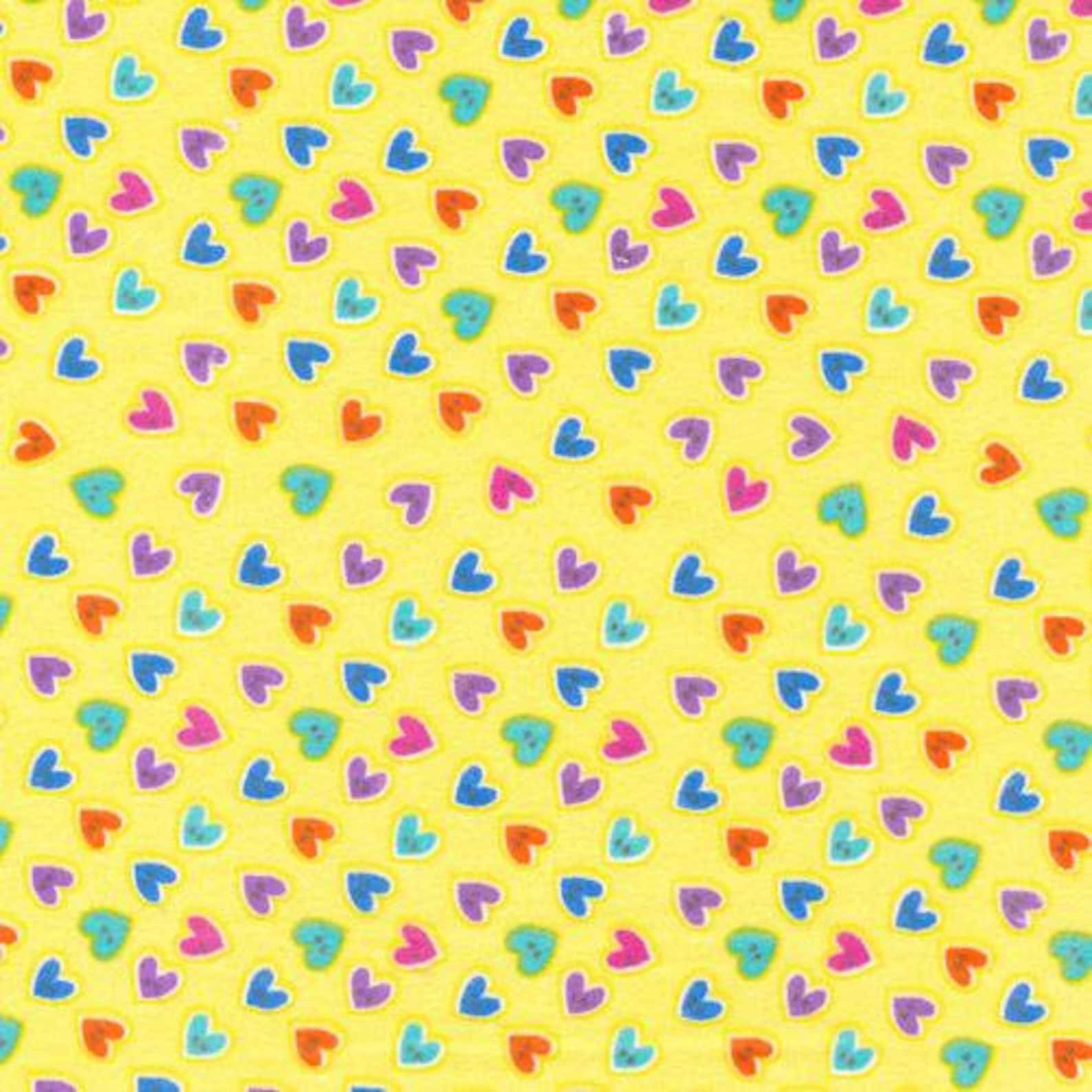 Heart Buttons Yellow, FLANNEL Fabric by the Yard - Etsy