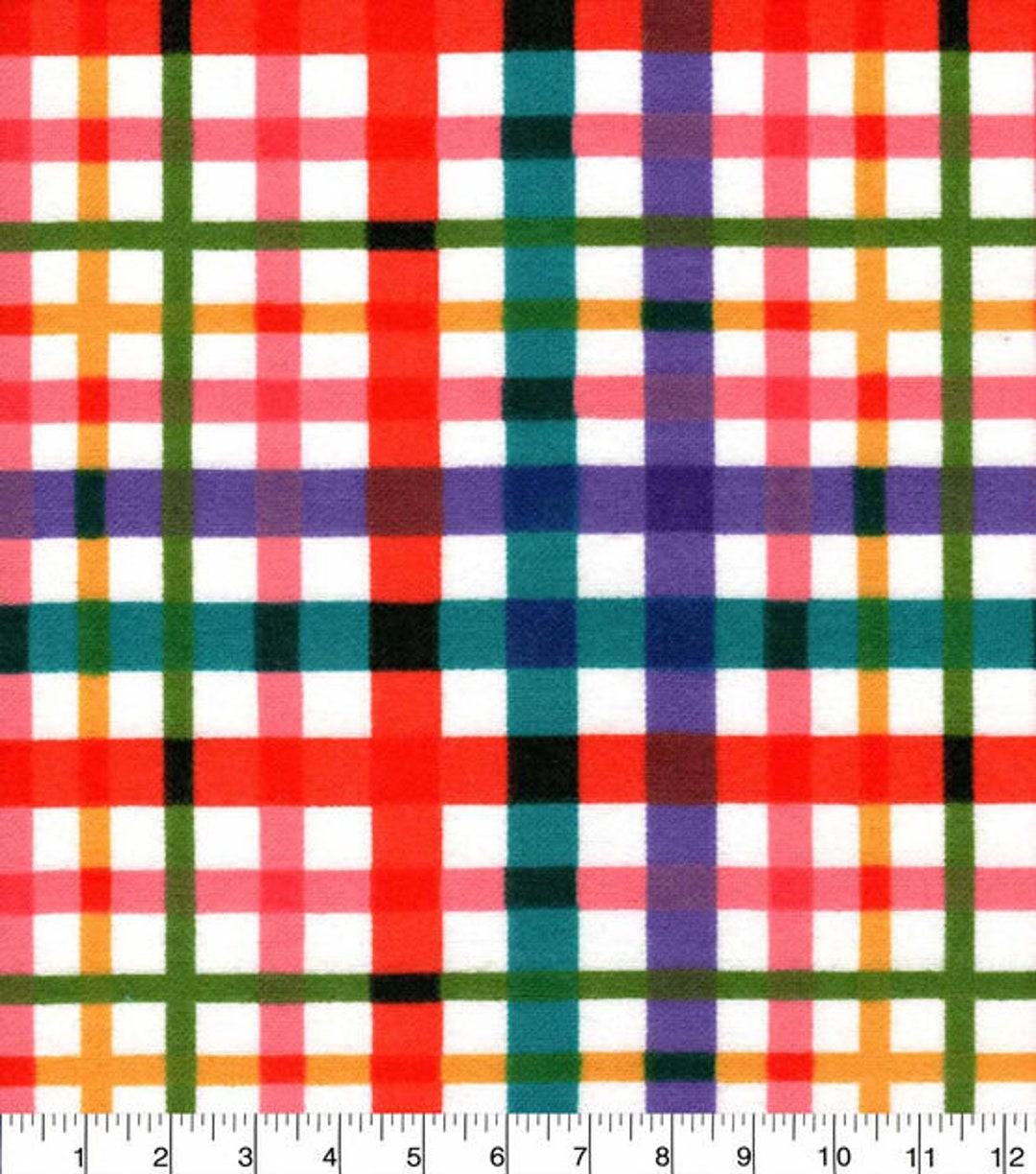 Bright Floral Plaid, FLANNEL Fabric by the Yard - Etsy