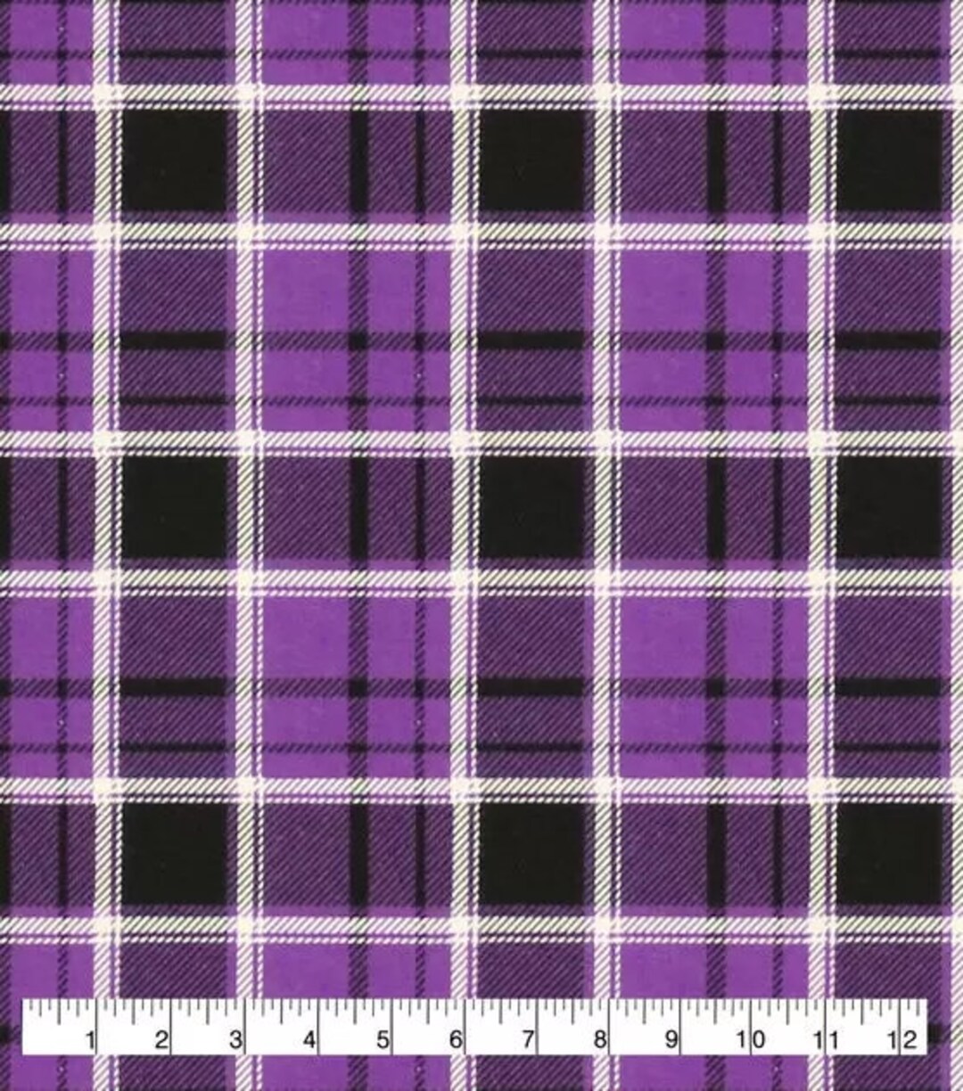 Purple and Black Plaid, FLANNEL Fabric by the Yard - Etsy