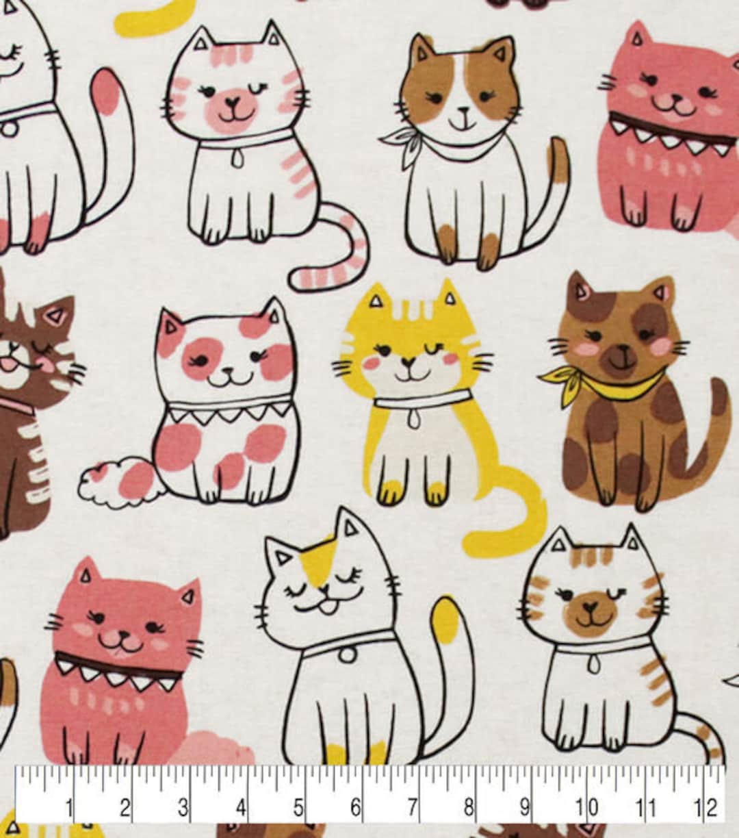 Cute Cats, FLANNEL Fabric by the Yard - Etsy
