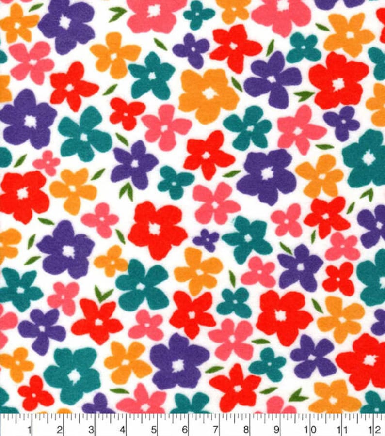 Bright Floral Packed, FLANNEL Fabric by the Yard - Etsy