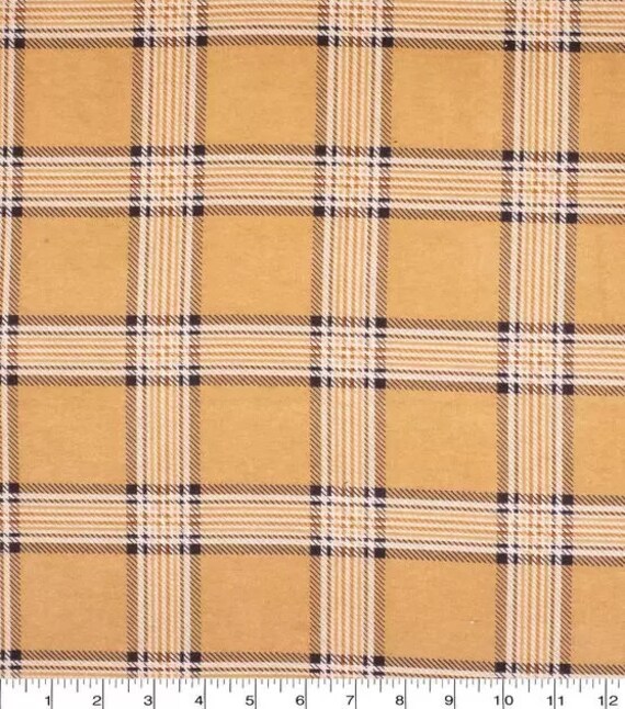 Tan Plaid FLANNEL Fabric by the Yard | Etsy