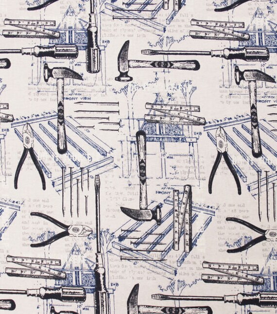Tool Blueprint FLANNEL Fabric by the Yard - Etsy