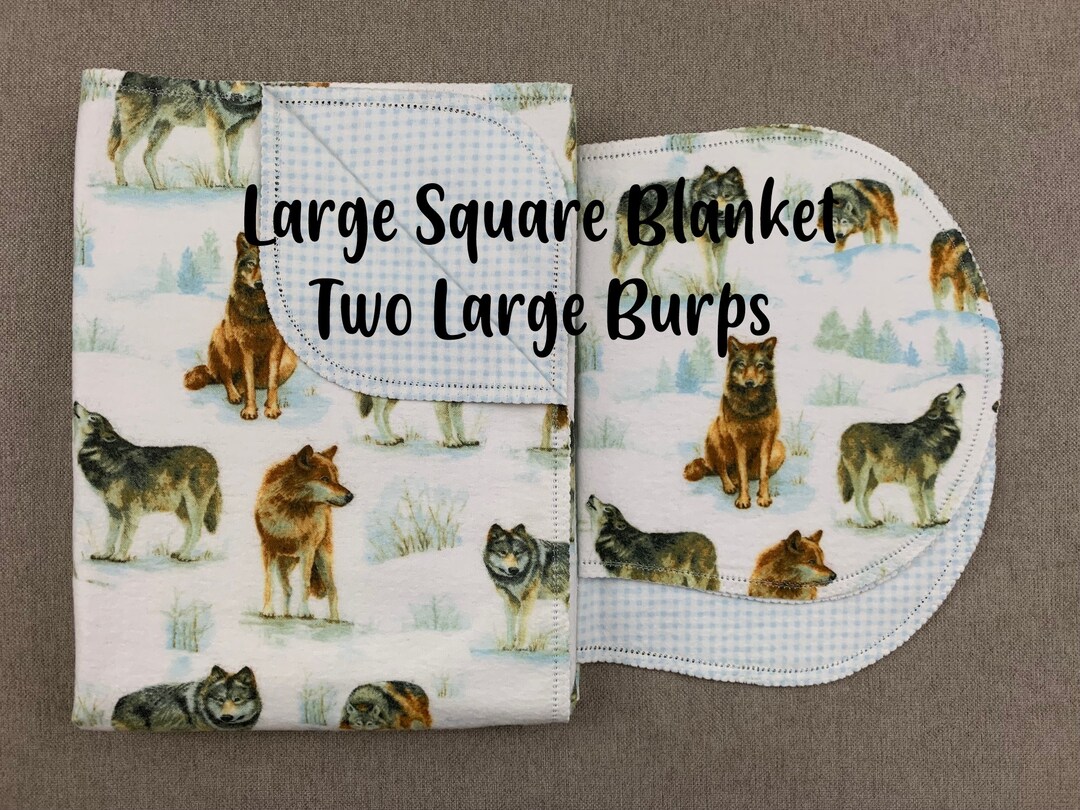 Wild Wolves Hemstitched Pre-washed Flannel Baby Blanket, Receiving ...