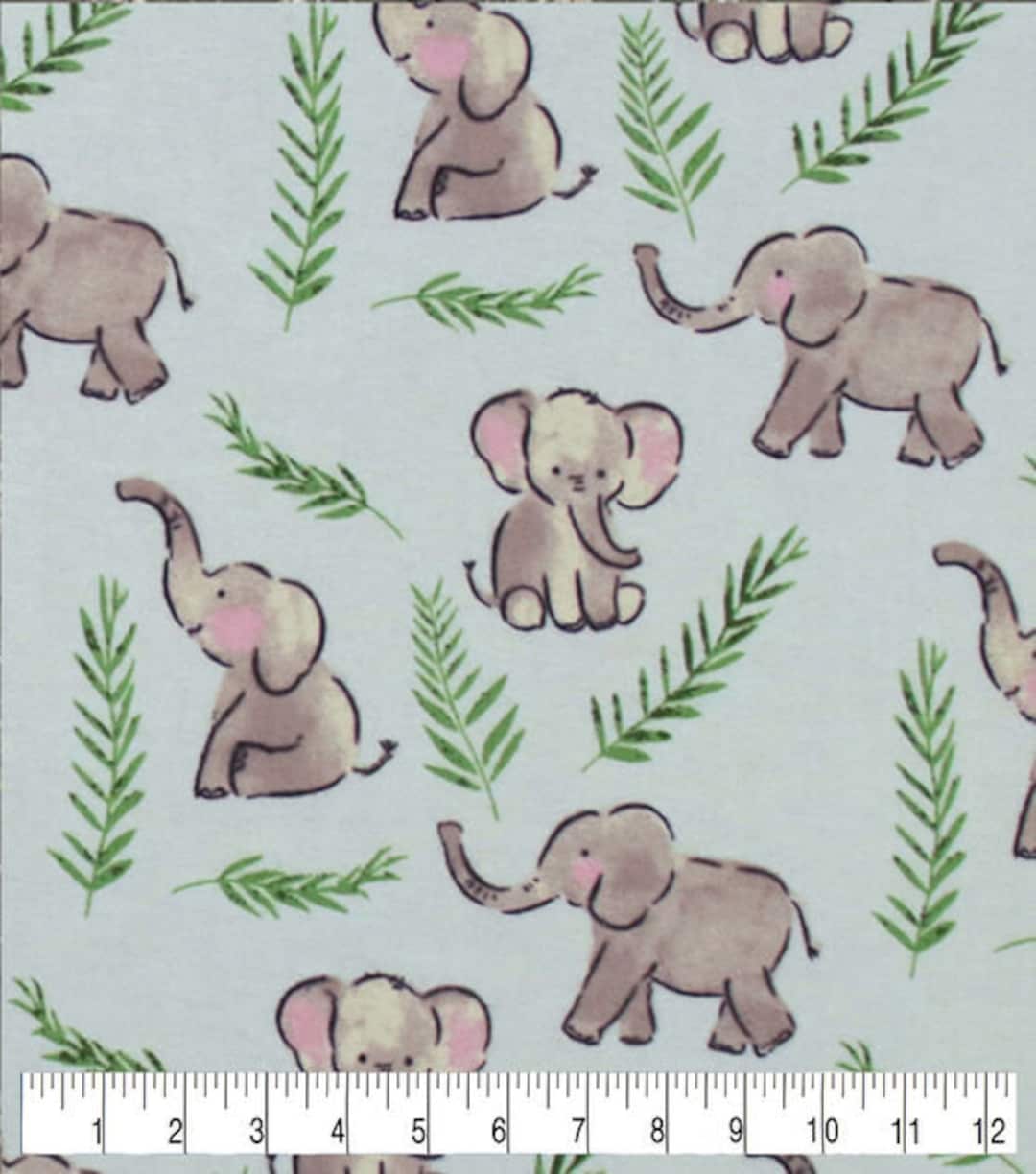 Sweet Elephants, FLANNEL Fabric by the Yard - Etsy