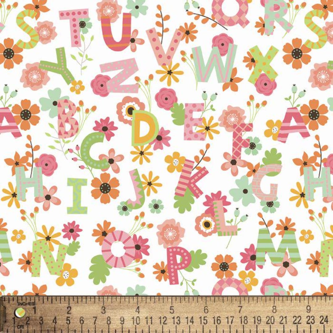 Spring Alphabet Floral, FLANNEL Fabric by the Yard - Etsy