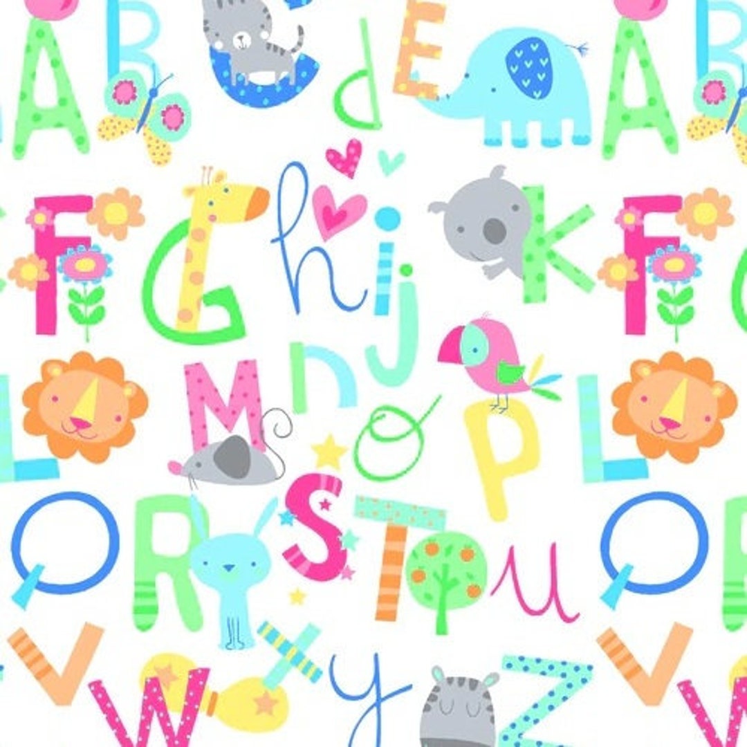 Alphabet Multi, FLANNEL Fabric by the Yard - Etsy