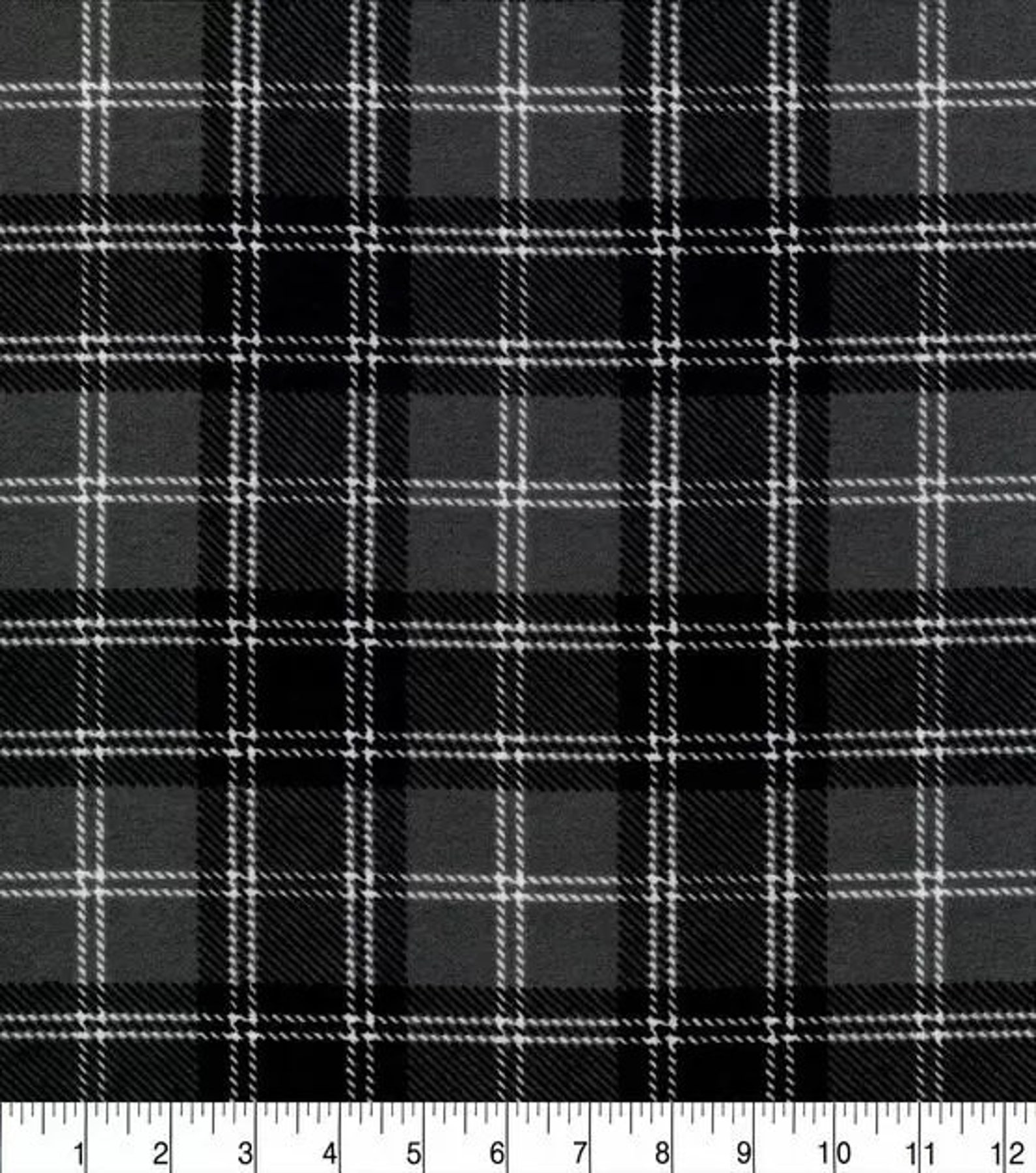 Black and Gray Plaid FLANNEL Fabric by the Yard - Etsy