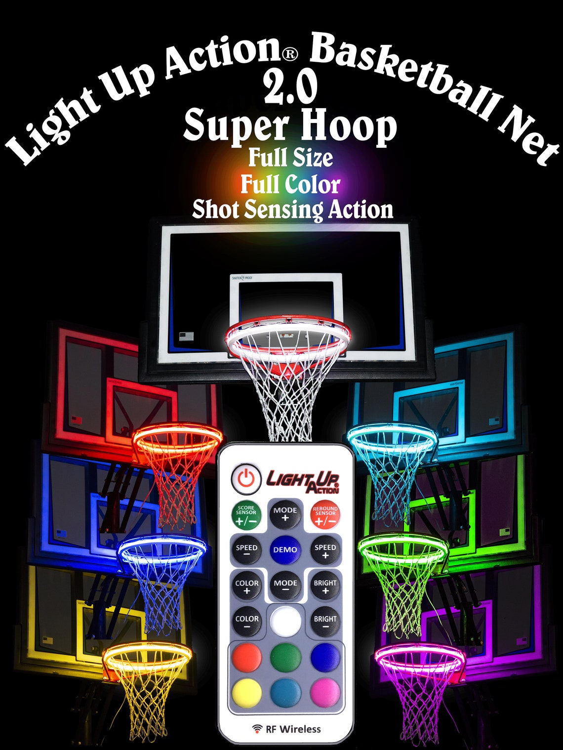 Light up Action Super Hoop Neon Basketball Goal Lighting System With ...