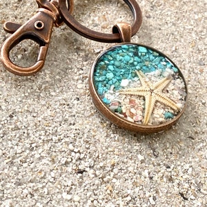 Beach Sand Keychain: Starfish, Turquoise, Destination Souvenir - Etsy
