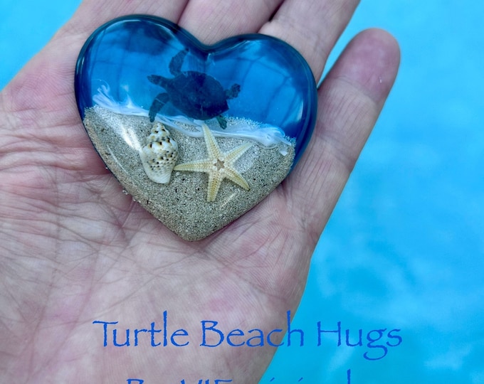 Beach Hug With Turtle, Heart Hug, Beach Sand,pocket Hug,heart Keepsake ...
