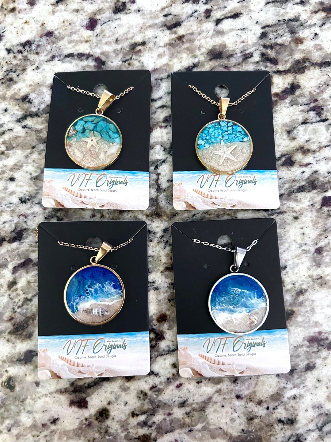 Beach Sand Necklace Turquoise Square and Beach Sand Jewelry ...