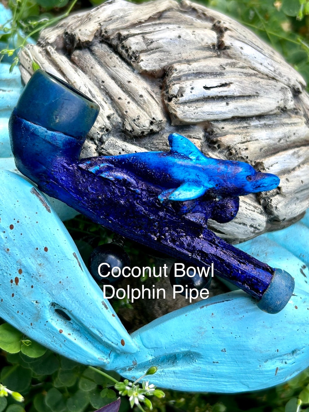 Handmade Sea Dolphin Pipe: Natural Coconut Bowl, Smoker Gift - Etsy