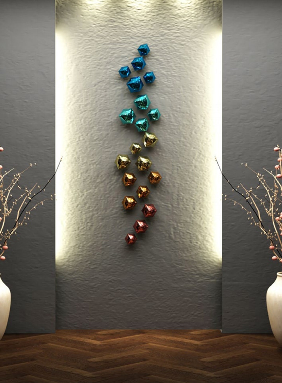 Modern Cubes Stainless Steel Metal Wall Art, Hotel Lobby Decor, Wall ...