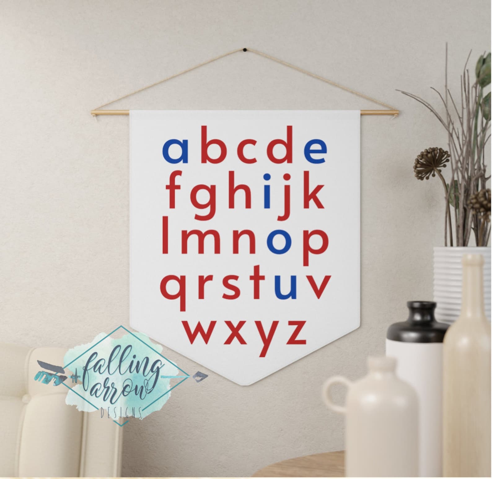 Montessori Alphabet Pennant Banner, Kids Bedroom Wall Hanging Decor ...