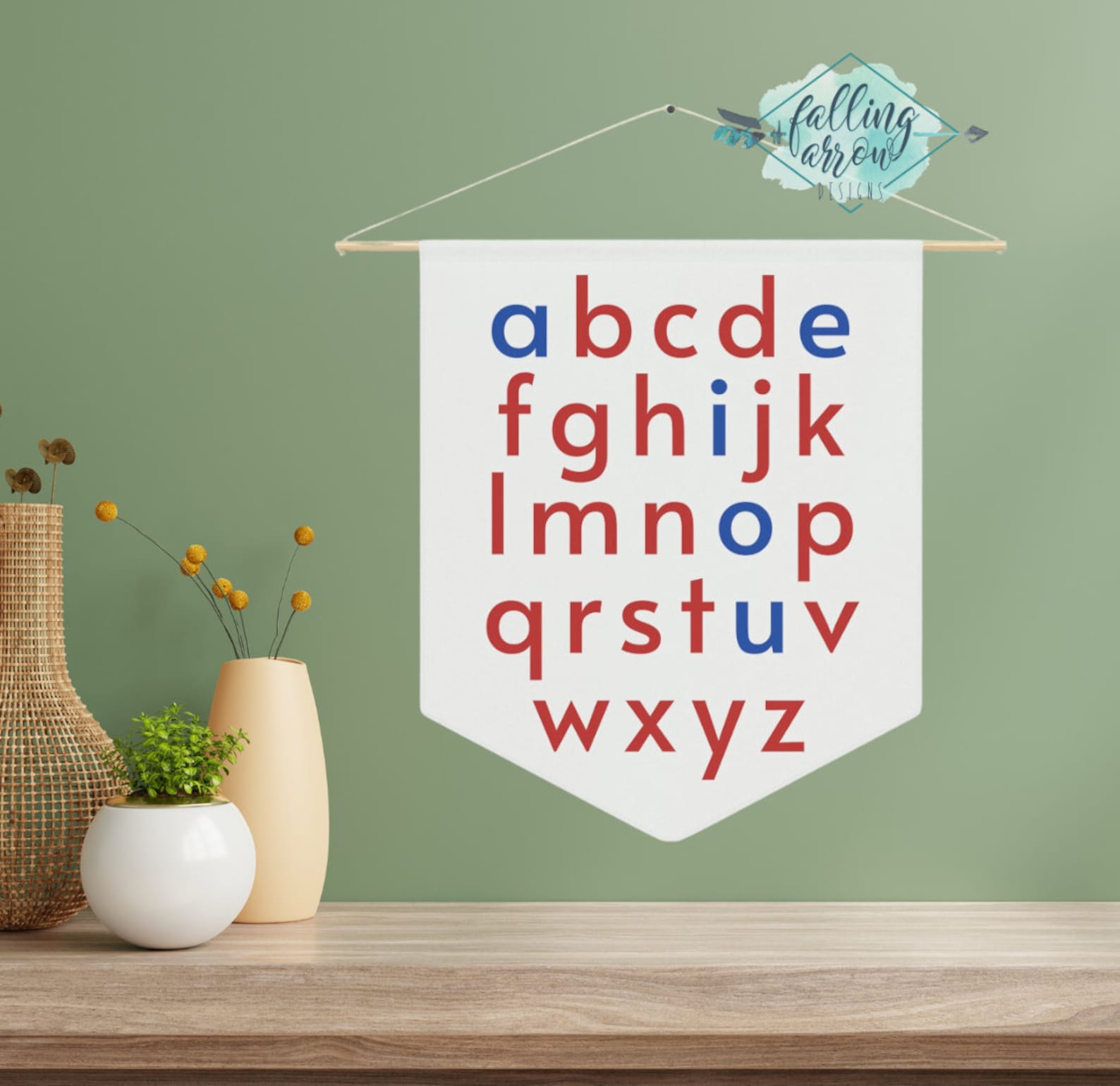 Montessori Alphabet Pennant Banner, Kids Bedroom Wall Hanging Decor ...
