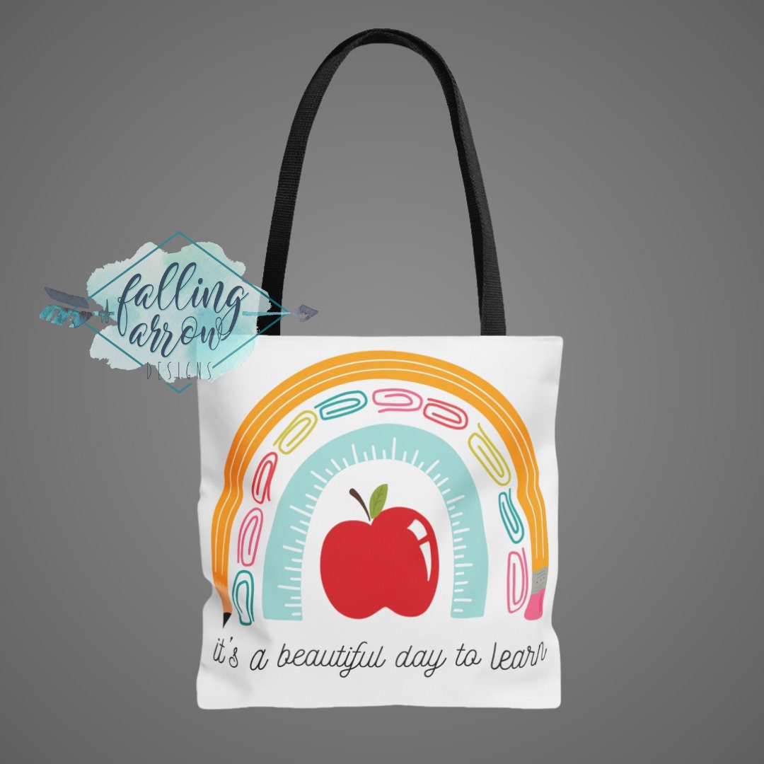 Teacher Tote Bag It's A Beautiful Day to Learn Canvas Bag School Supply ...