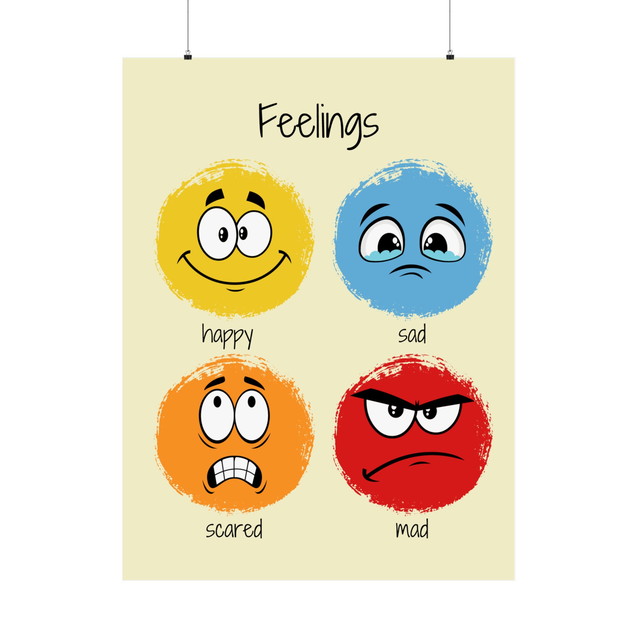 Intro to Feelings Emotions Poster, Children's Face Emotion Board ...