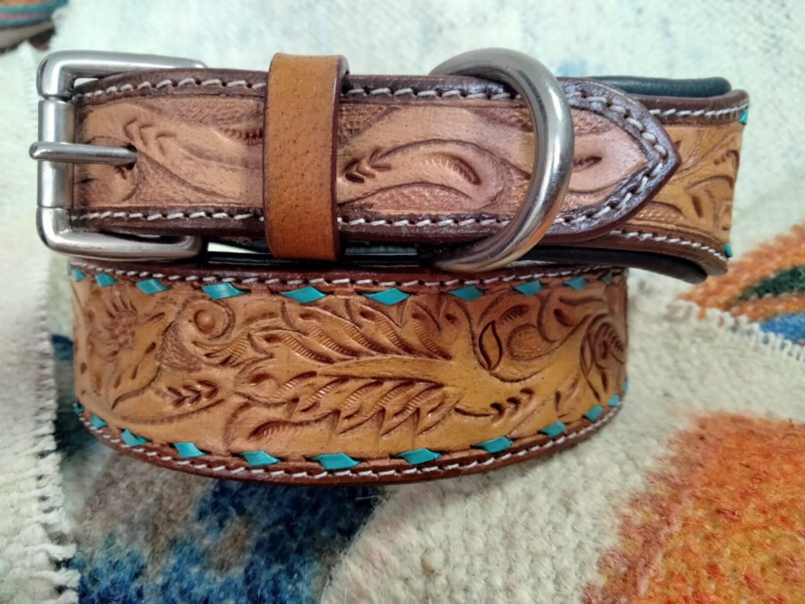 Shwaan Genuine Tooled Leather Dog Collar Floral Pattern - Etsy Canada