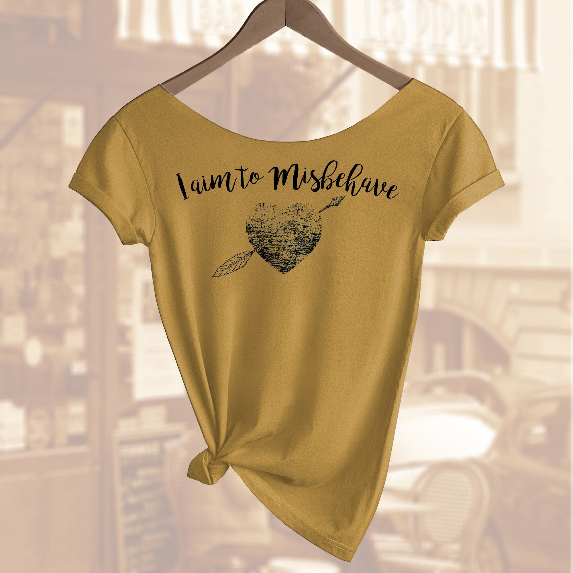 I Aim to Misbehave Slouchy Top: Women's off Shoulder Shirt - Etsy