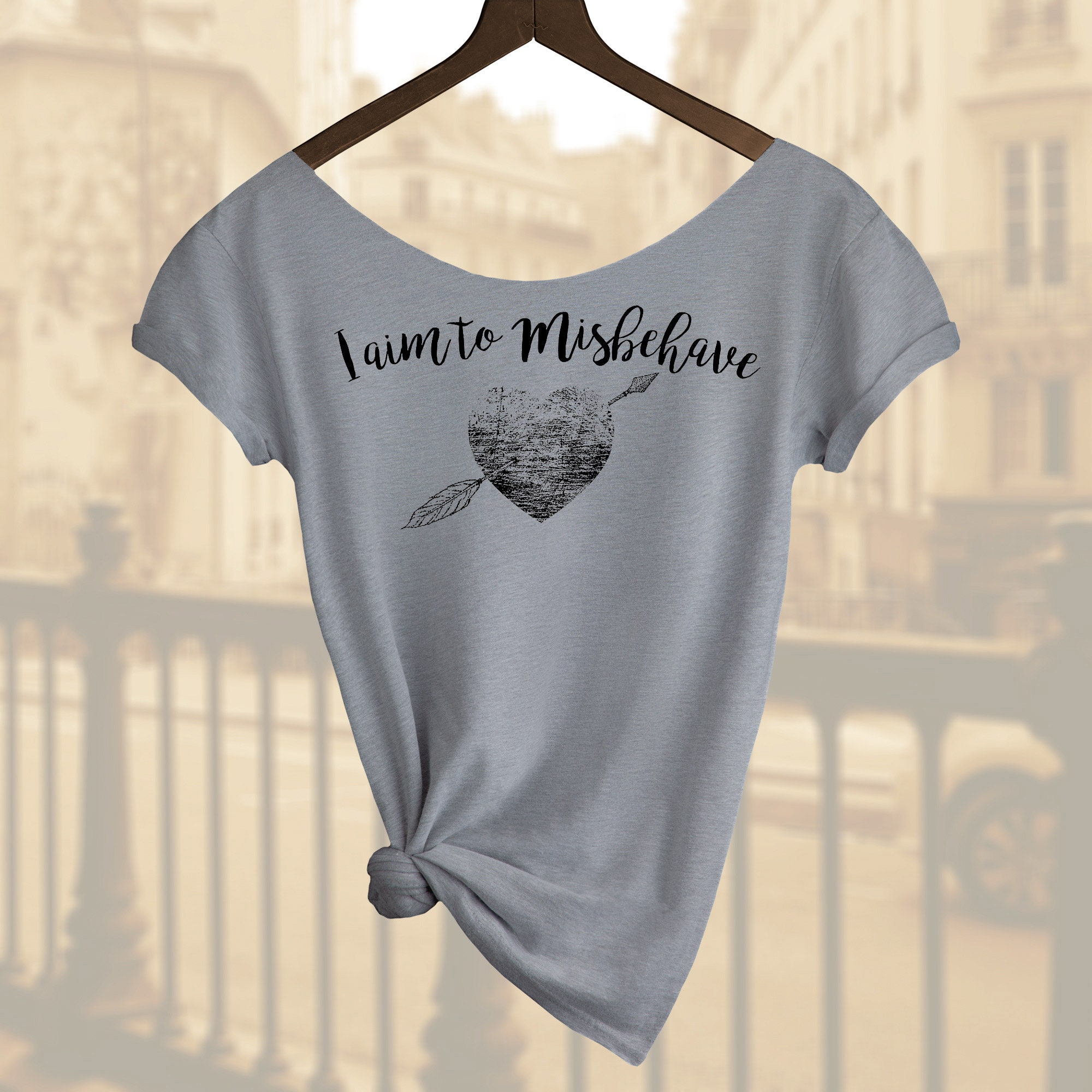 I Aim to Misbehave Slouchy Top: Women's off Shoulder Shirt - Etsy