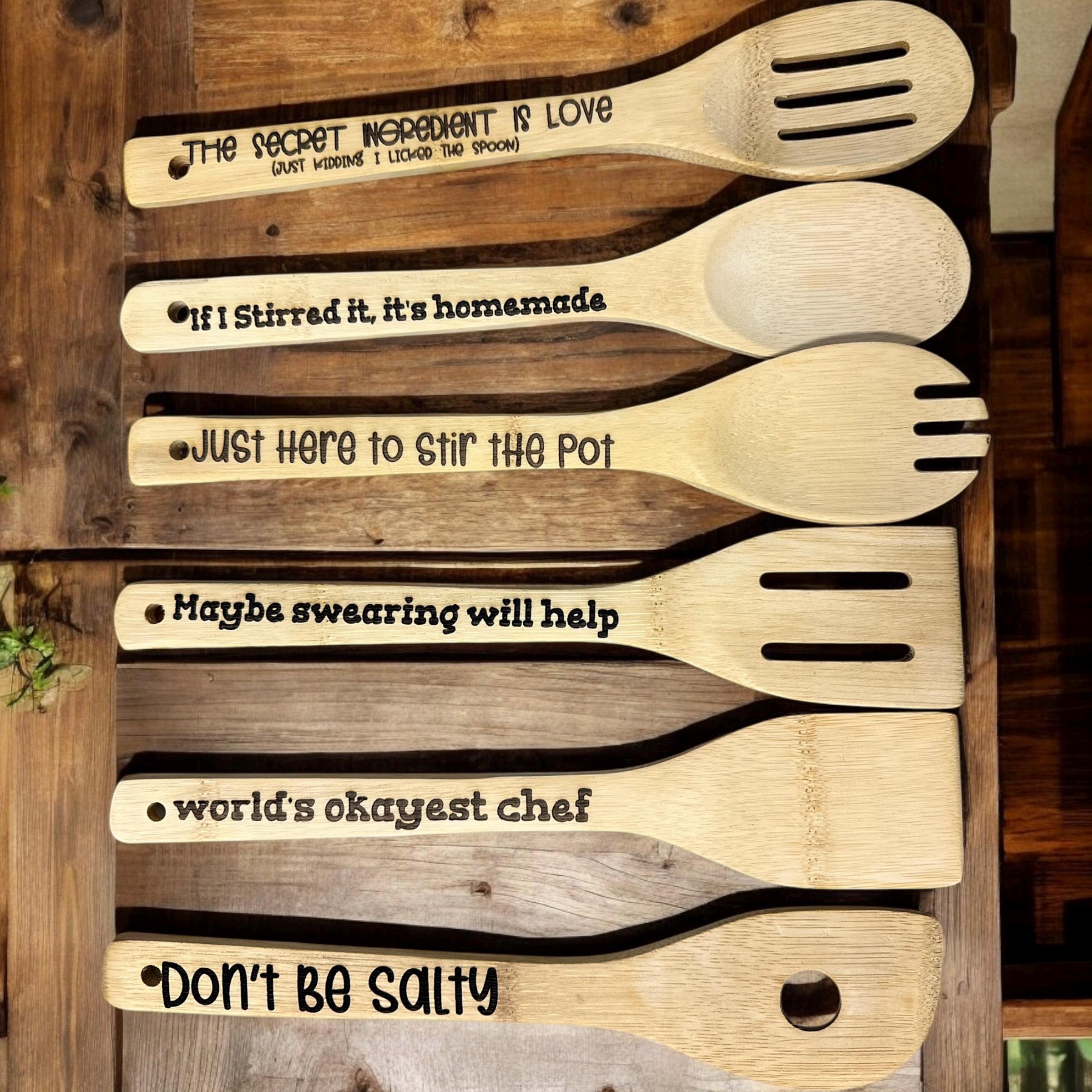 Funny 6-piece Bamboo Utensil Set - Etsy