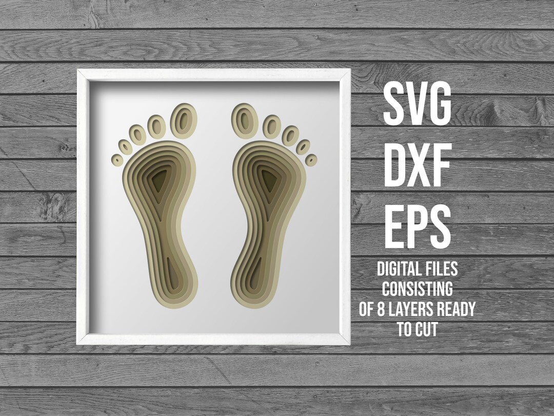 Foot Print, Digital Download, Shadow Box, 3D Papercut, Layered, Light ...