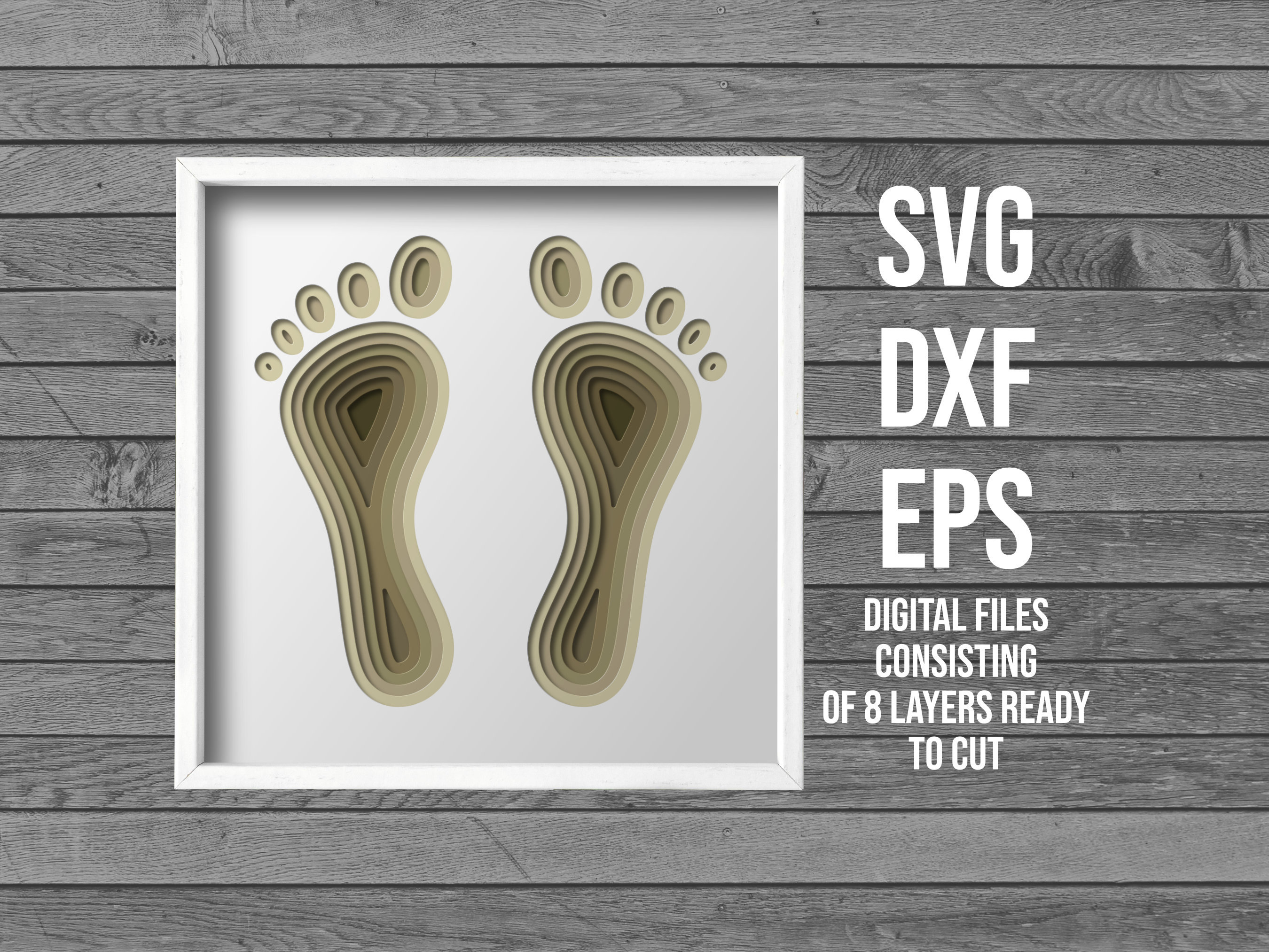 Foot Print, Digital Download, Shadow Box, 3D Papercut, Layered, Light ...
