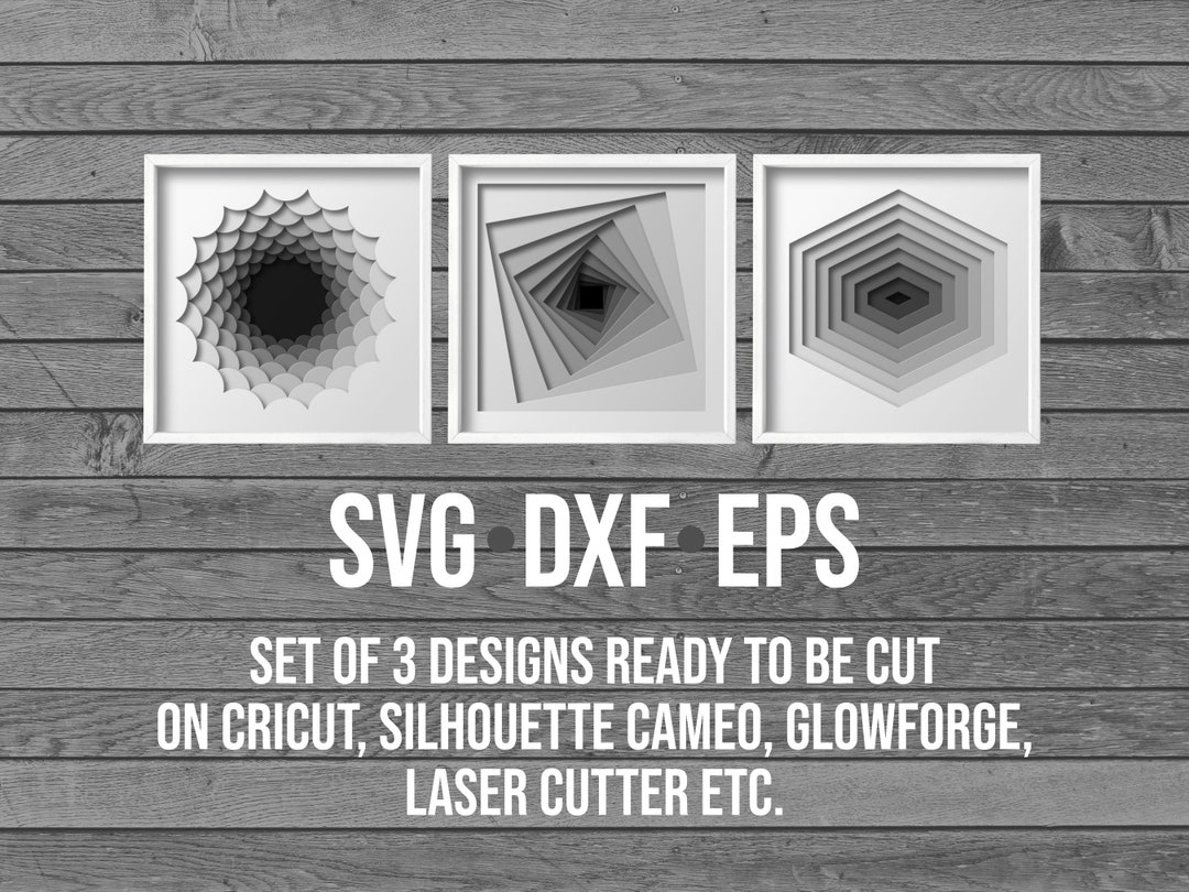 Set of 3 Abstract Cut Files, Digital Download, Shadow Box, 3D Papercut ...