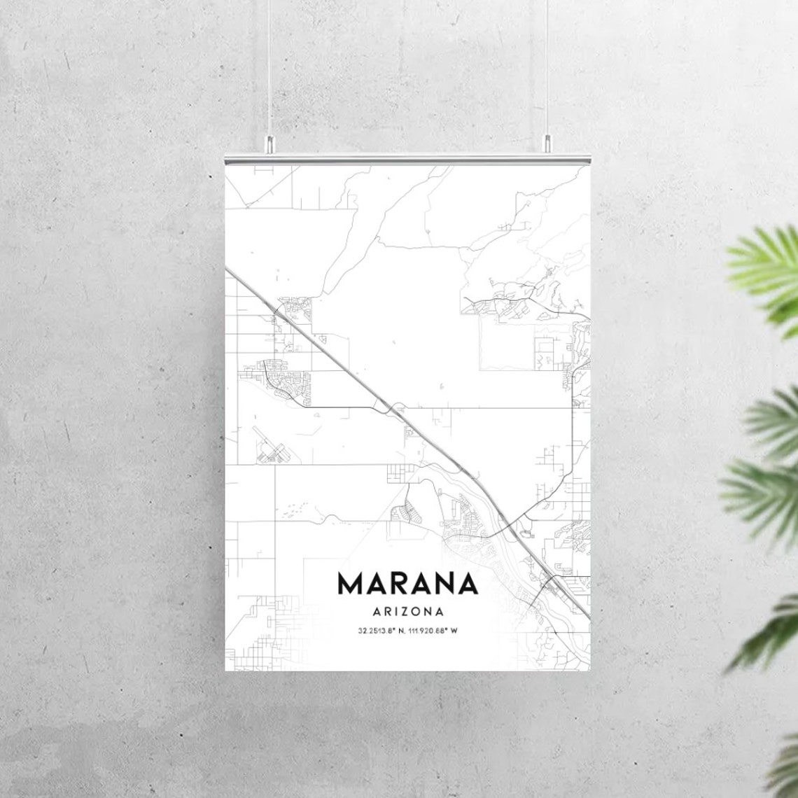 Marana Map Print Marana Map Poster Wall Art Az United States | Etsy