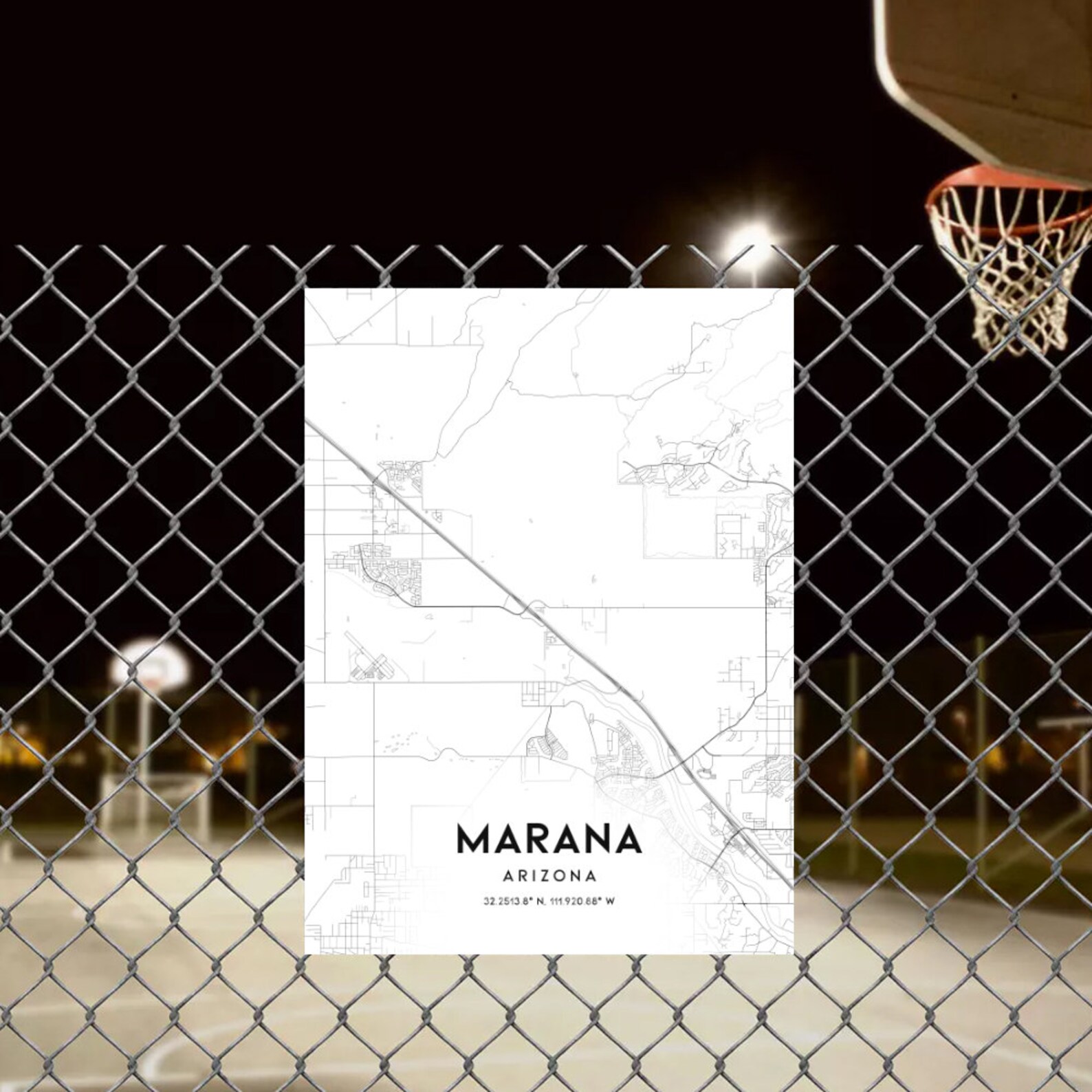 Marana Map Print Marana Map Poster Wall Art Az United States | Etsy