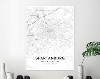 Spartanburg Sc Map - Etsy
