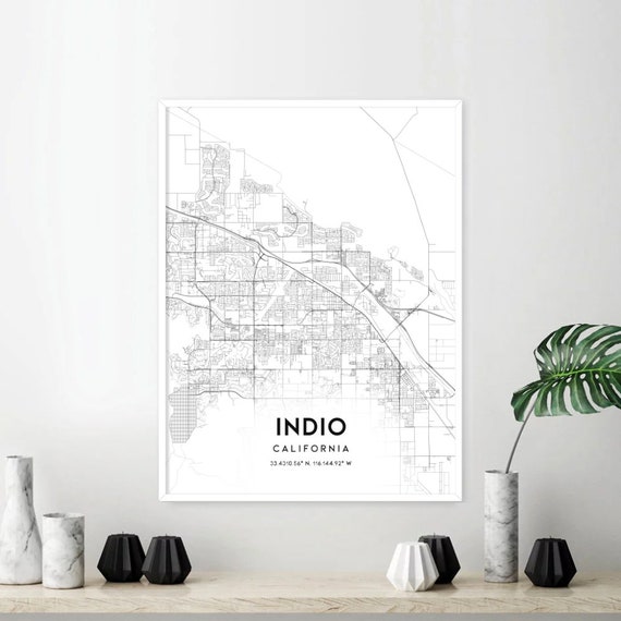 Prints Indio California map Indio CA map Indio art Wall Art Indio ...