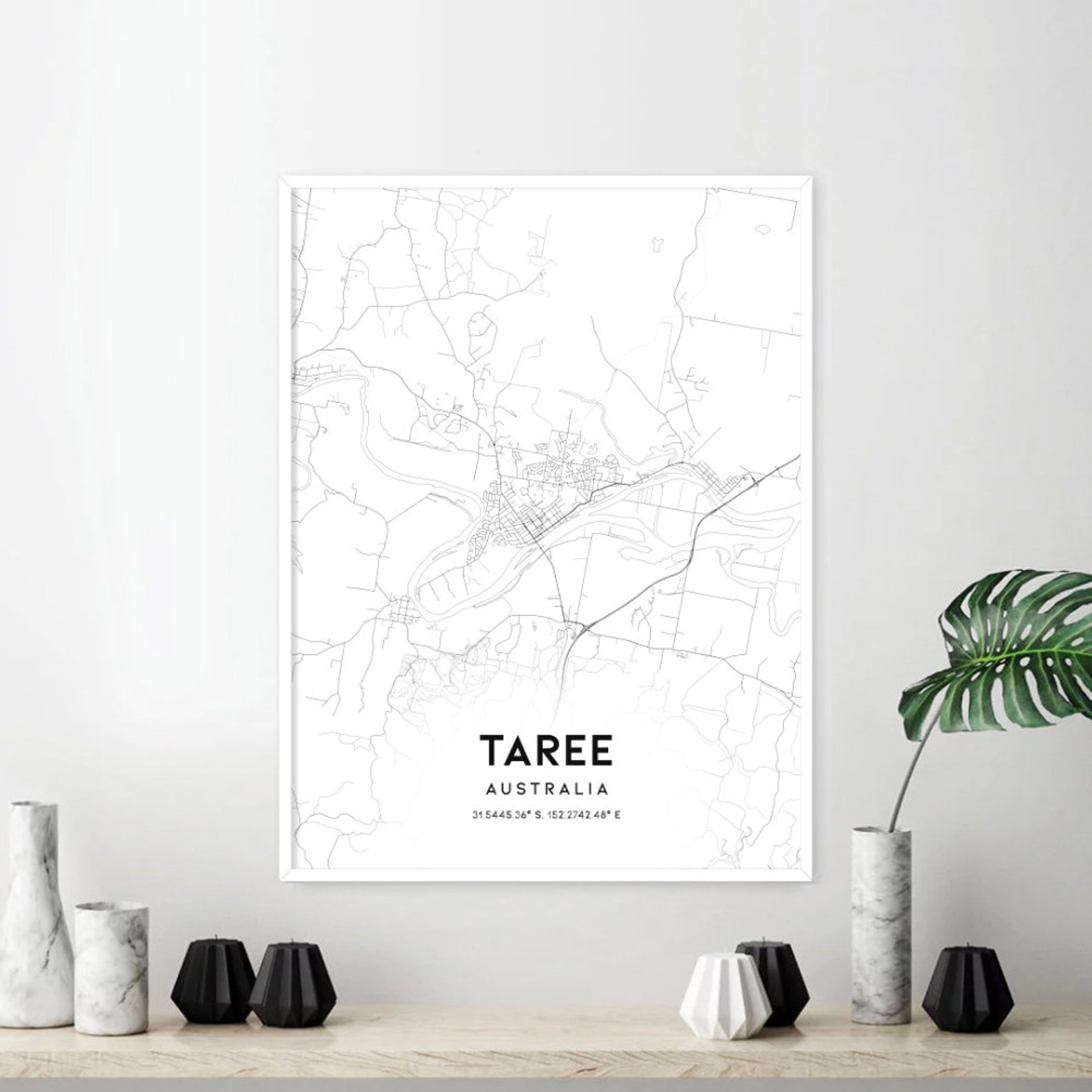 Taree Map Print Taree Map Poster Wall Art Taree Australia | Etsy