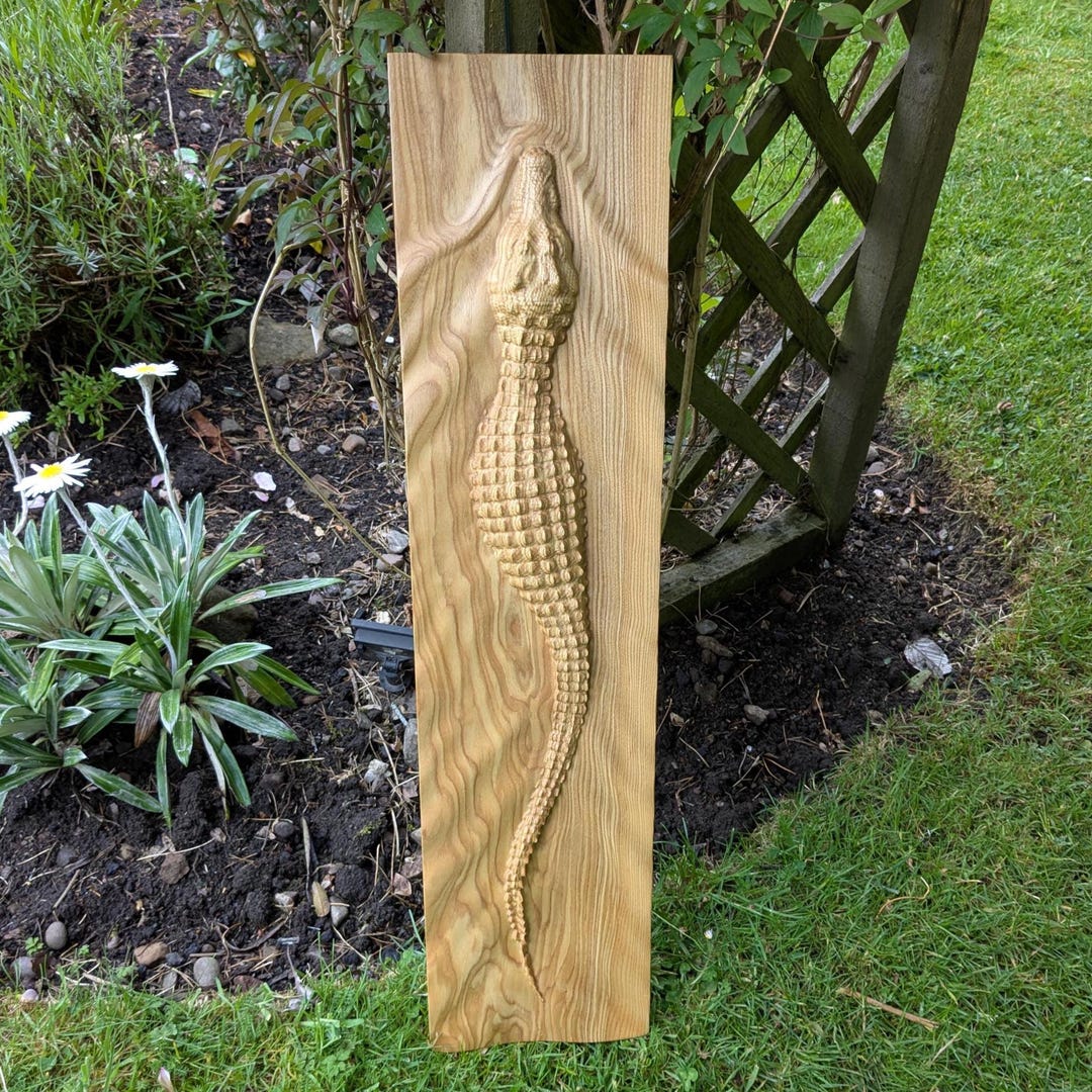 Crocodile, Engraved, Crocodile, Carved Wooden Crocodile, Natural Wood ...