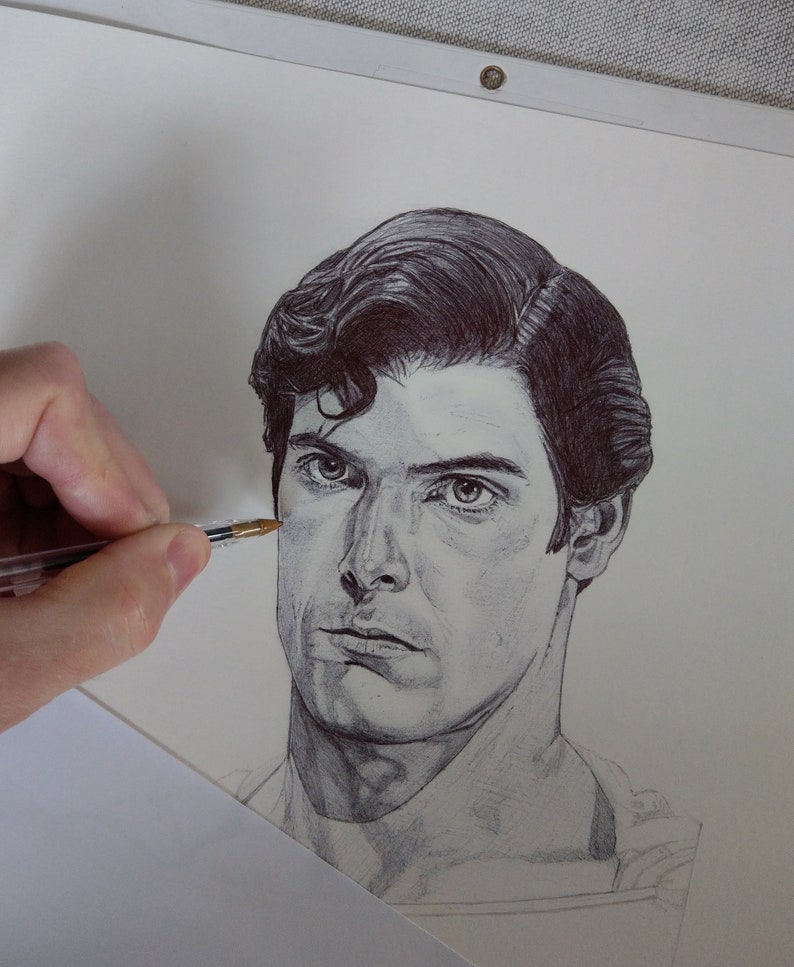 Superman - Christopher Reeve - , Drawing (print) - Etsy
