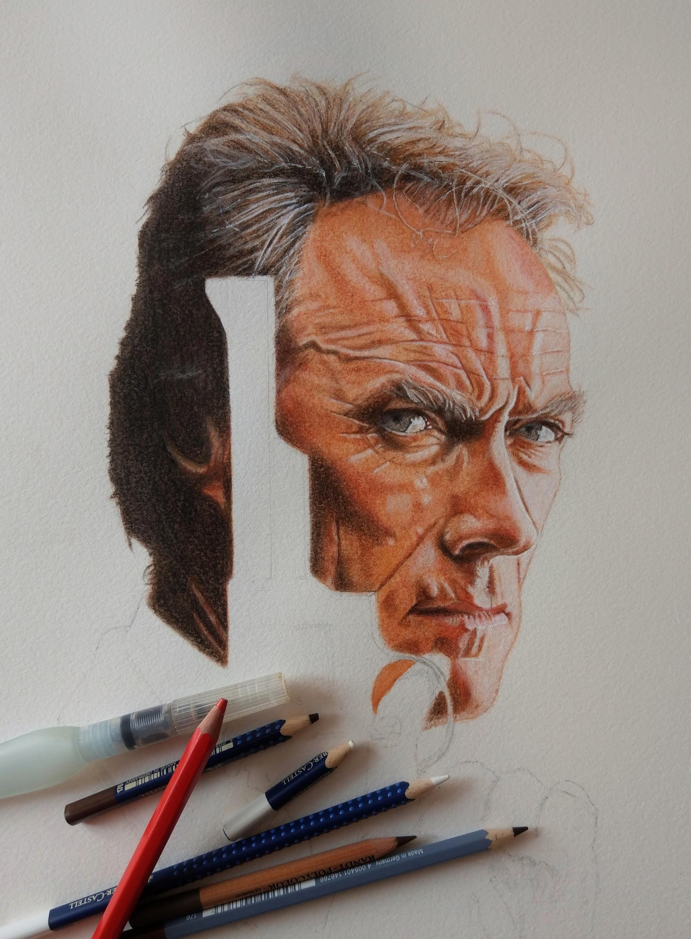 Clint Eastwood (harry Callahan), Drawing (print) - Etsy