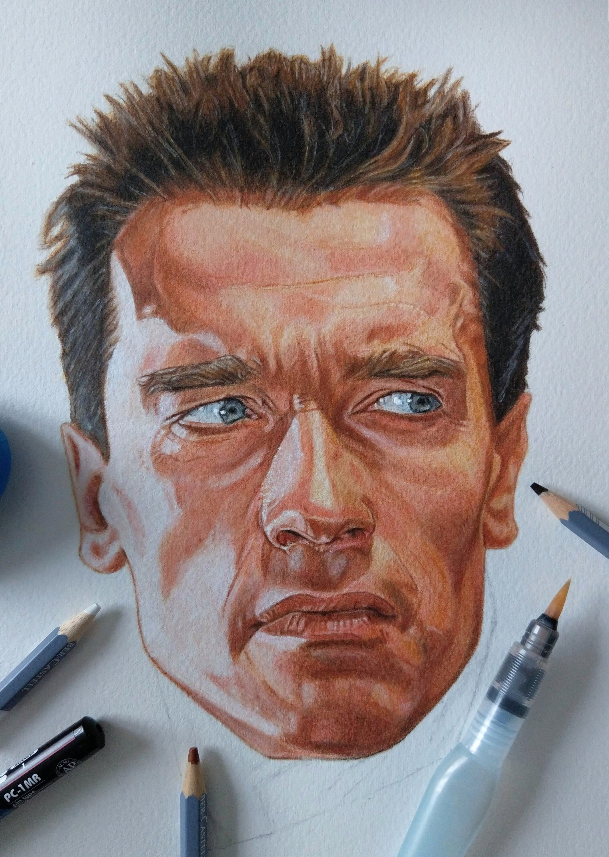 Terminator 2 , -arnold Schwarzenegger - , Drawing (print) - Etsy