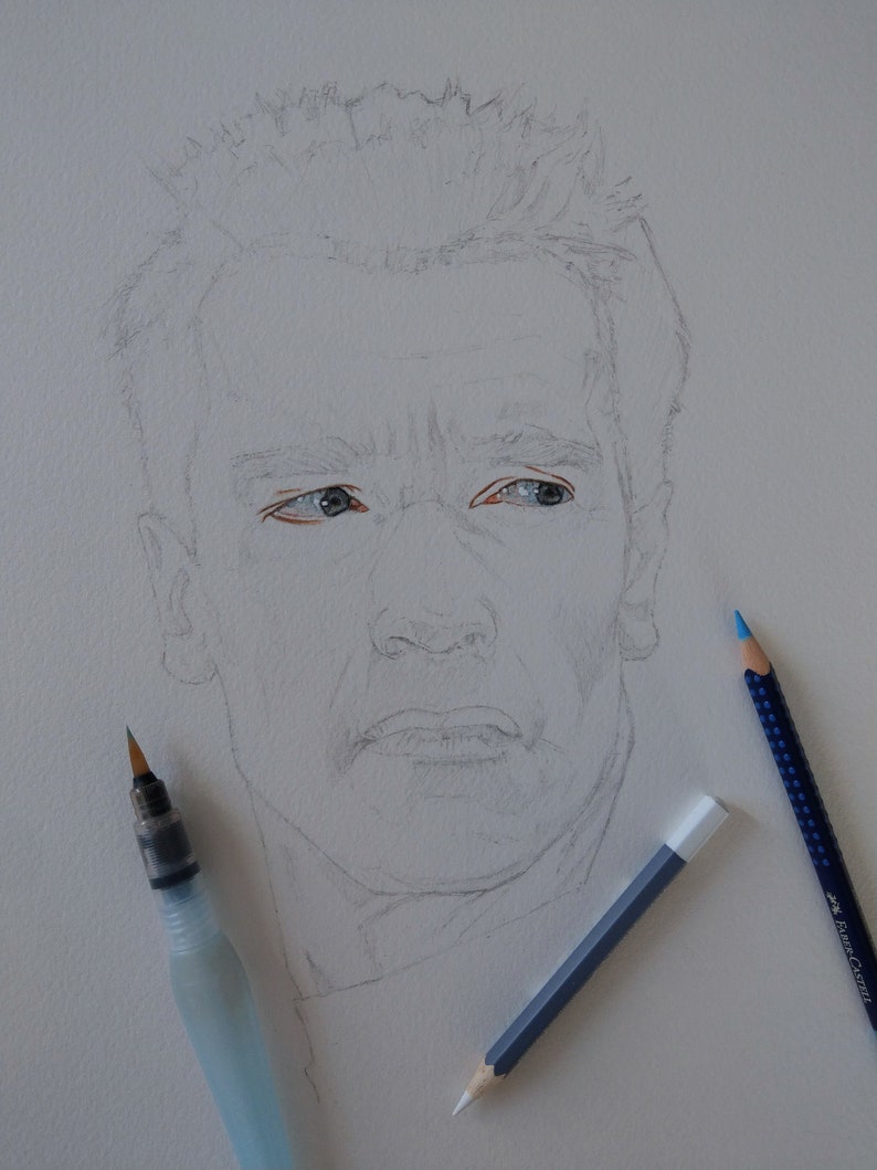 Terminator 2 , -arnold Schwarzenegger - , Drawing (print) - Etsy