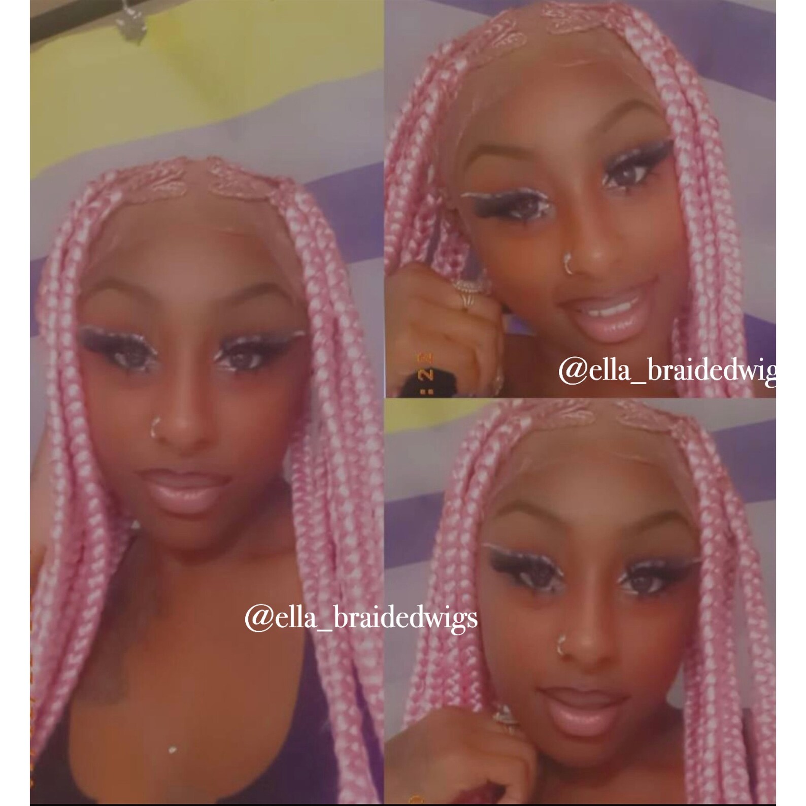 Pink Heart Conrow Box Braids Wig Faux Loc Distressed Locs Wig - Etsy