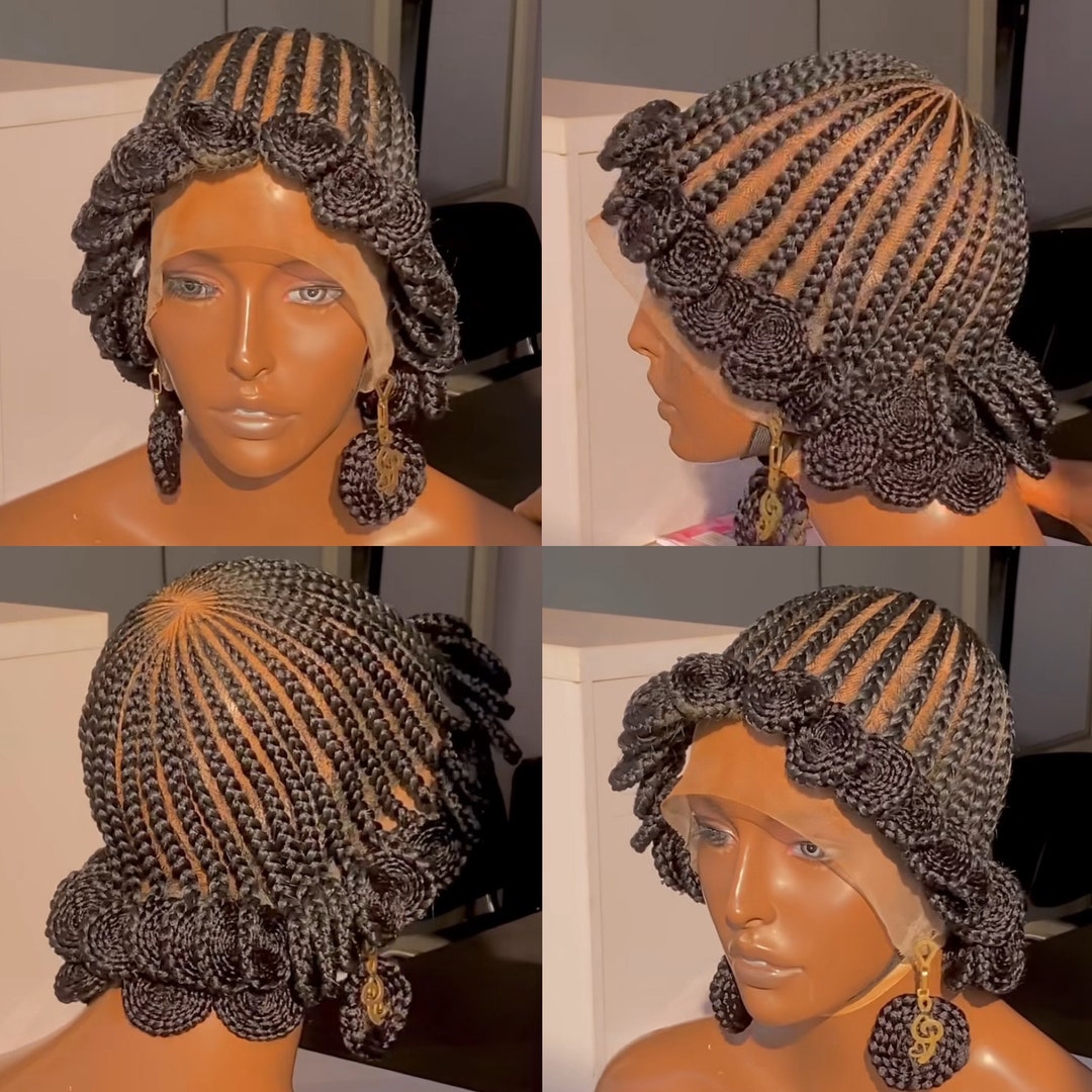 Braided Wigs for Black Women Conrow Wig Full Lace Wig - Etsy