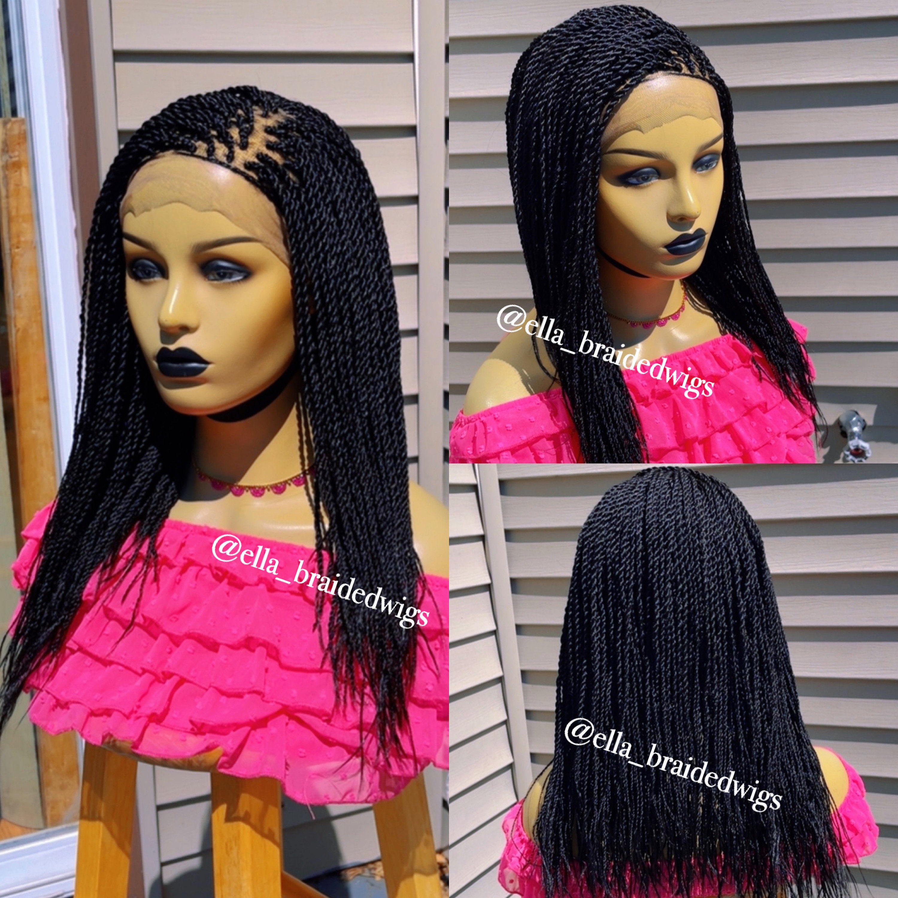 Senegalese Twists Lace Wig Twists Wig Knotless Braided Wig Distressed ...