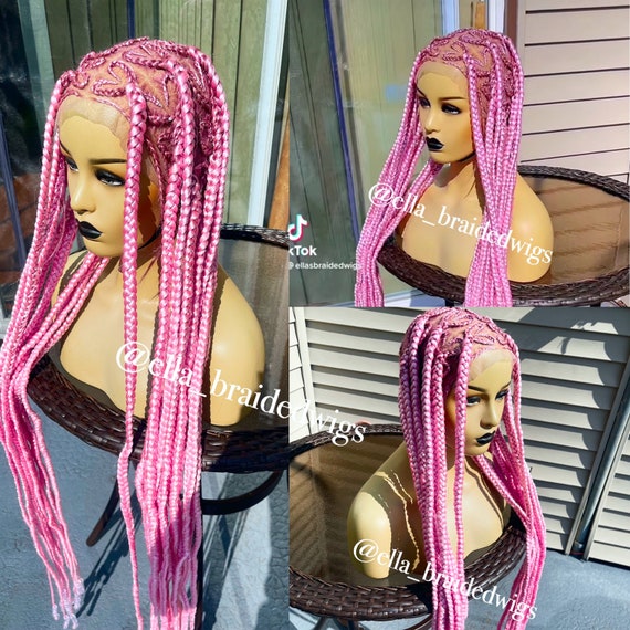 Pink Heart Conrow Box Braids Wig Faux Loc Distressed Locs Wig - Etsy