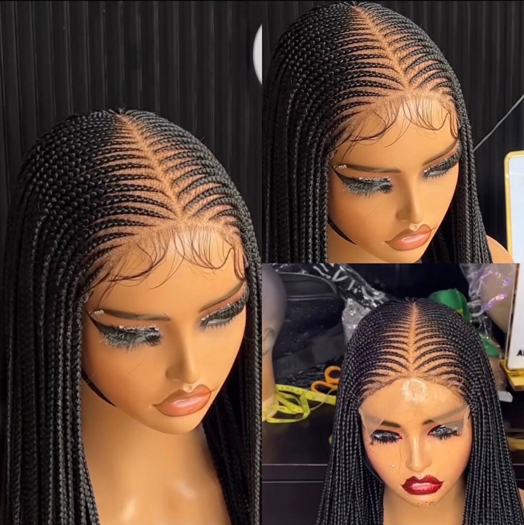 Braided Wig for Black Women Conrow Wig - Etsy