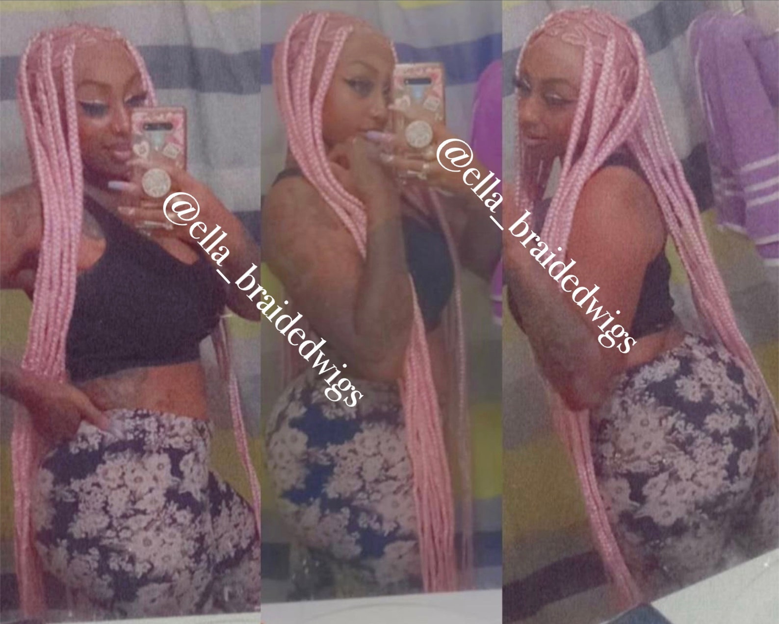 Pink Heart Conrow Box Braids Wig Faux Loc Distressed Locs Wig - Etsy