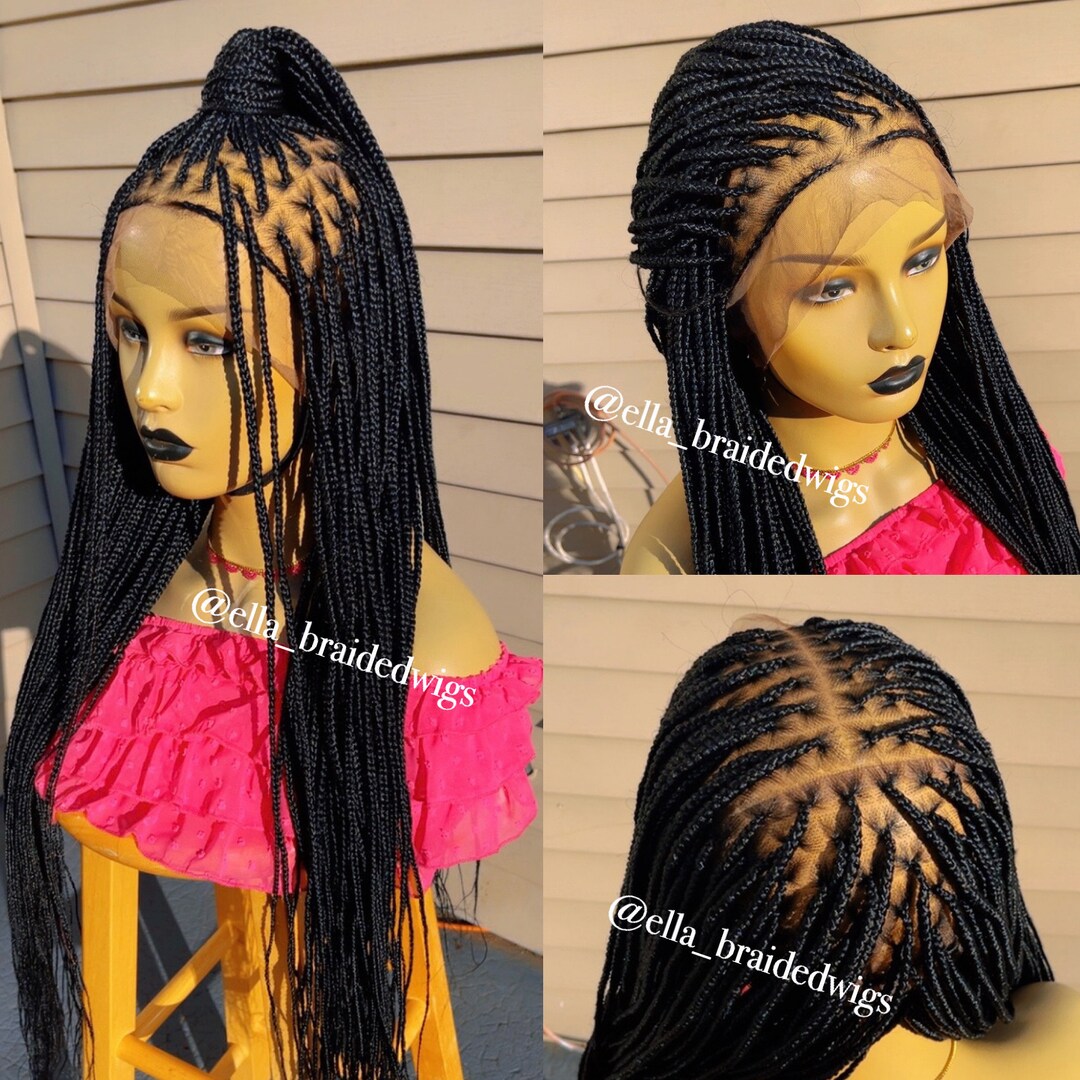 Knotless Braided Braids Full Lace Kinky Twists Wig Passion Twists Wig ...