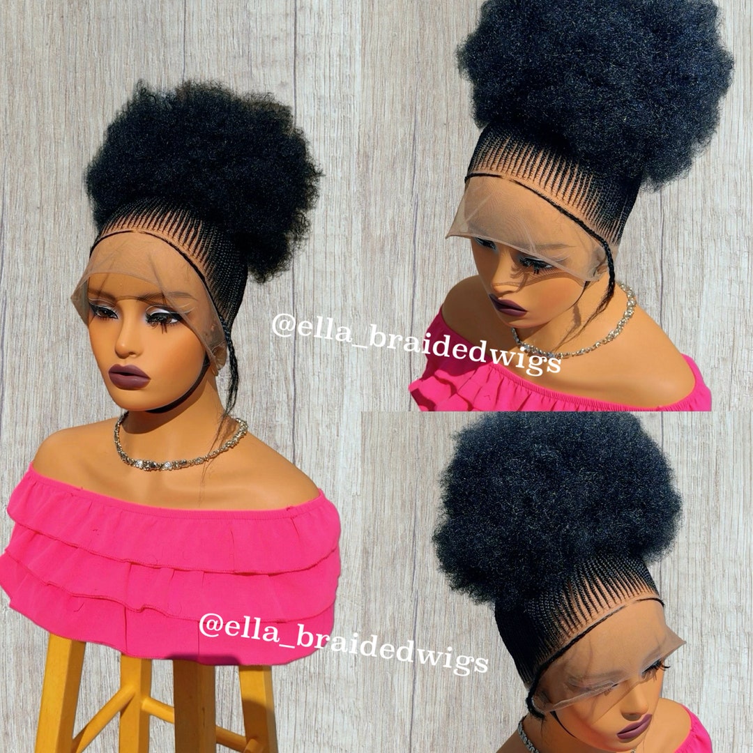 Braided Wig for Black Women Afro Updo Full Lace Wig - Etsy