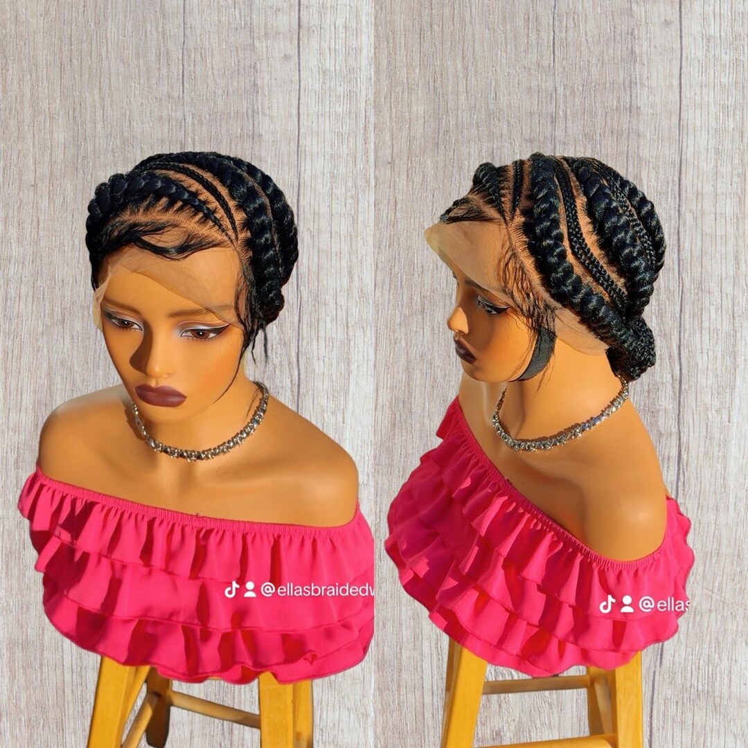 Full Lace Conrow Wig Braided Wigs for Black Women - Etsy