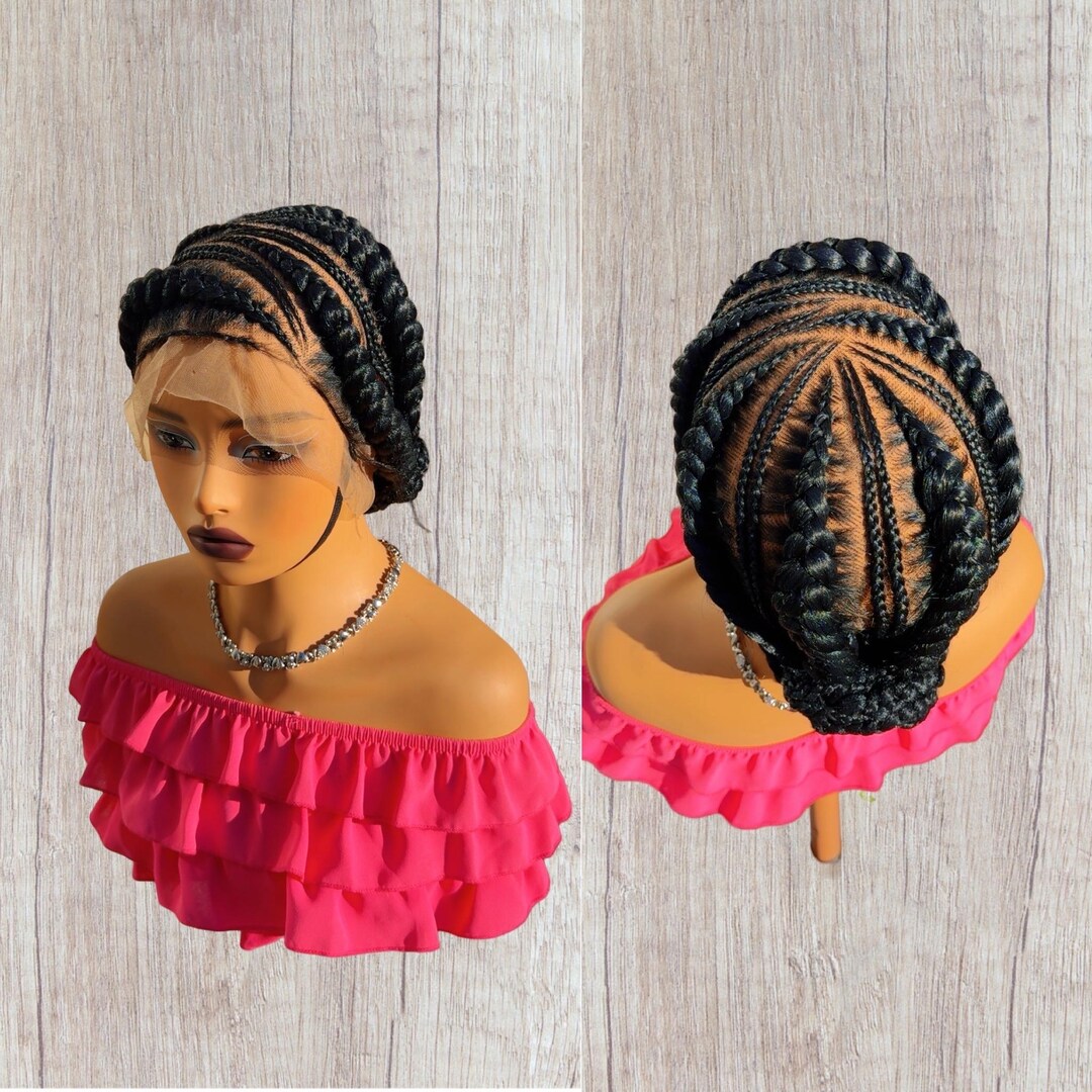 Full Lace Conrow Wig Braided Wigs for Black Women - Etsy