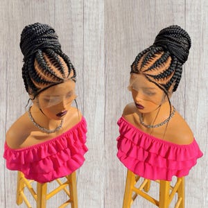 Updo Full Lace Wig Braided Wigs for Black Women - Etsy